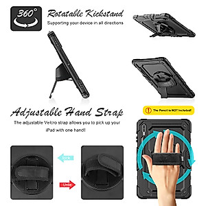 BASE MALL Tablet Case for Samsung Galaxy Tab S8 Plus 2022/S7 FE/S7 Plus 5G 12.4-inch [with Tempered Glass Screen Protector], [Shockproof],Rotatable Kickstand,S Pen Holder,Hand/Shoulder Strap (Black)