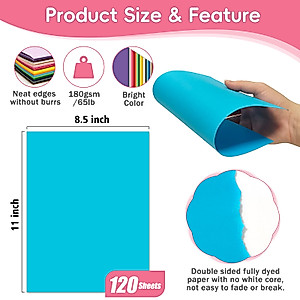 120 Sheets Colored CardStock, 180gsm/65lb 24 Colors Cardstock Print Paper 8.5 x 11 Inches, Double Sided Printed Card Stock Paper for Scrapbook School Office Printing DIY Craft