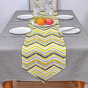Big buy store Table Runner Geometric Chevron Zig Zag Stripe Cotton Line Table Covers for Dinner Kitchen Wedding Indoor and Outdoor Parties Nordic Design Yellow Table Setting Decor -13 x 36 inch