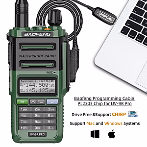 BAOFENG UV-9R Pro Radio Handheld Two Way Radio Dual Band Waterproof Transceiver Long Range Walkie Talkie Rechargeable with Type-C Charger