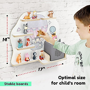 stadtecken Wooden Shelf for Music Box I Suitable for The Toniebox and ca. 35 Tonies I Perfect Storage in The Children's Room I for Setting up or Hanging (Medium, Up)