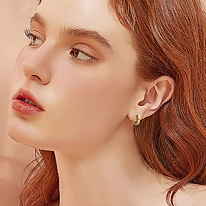 micuco Small Gold Hoop Earrings for Women 14K Gold Plated Huggie Hoop Earrings 8mm