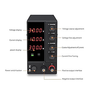 Adjustable DC Power Supply 30V 10A Power Supply 60V 5A Voltage Regulator Stabilizer Switching Bench Source(3Digits 120V 3A)