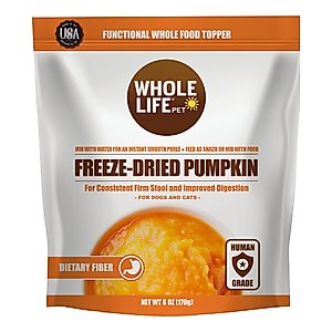 Whole Life Pet Pumpkin Powder for Dogs and Cats. Firms Stool, Relieves Diarrhea. Mix with Water for Instant Puree. No Mess or Waste from Cans. Human Grade Quality