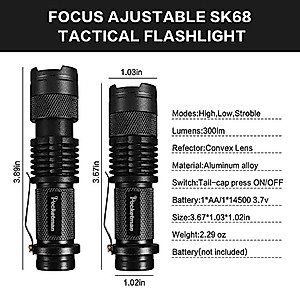 10 Pack Mini Flashlights Small LED Flashlight 300 Lumen Portable Tactical Zoomable Pocket Torch Lantern Adjustable Focus Light for Kids Child Camping Emergency Travel Hiking Torch Light