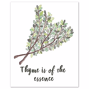 A LuxeHome Wall Art Home Funny Inspirational Puns Prints Signs Room Decor - for Kitchen and Dining Decorations – Botanical Vegetable Herbs Spices Plant Garden (Set of 4) Unframed 8 x 10 inches Green