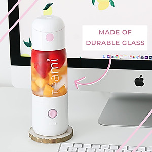Teami MIXit Portable Blender 2.0 - USB Rechargeable, 18.6oz, GLASS - Use at the Office or Gym - 30 Seconds for Smoothies and Protein Shakes, Personal Blender with 6 Powerful Blades (Baby Pink)