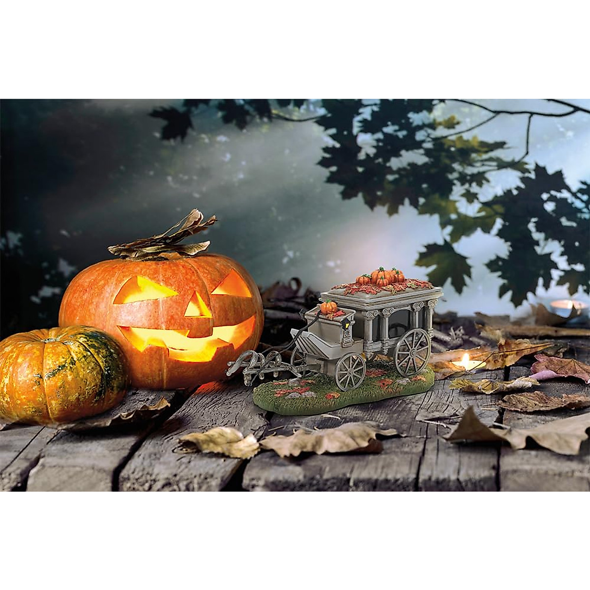 Department 56 Snow Village Accessories Halloween Disneyland The Haunted Mansion Hearse Figurine, 4.17 Inch, Multicolor