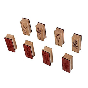 COHEALI 8pcs Wooden Seal Planner Stamp Set Making Stamp Wooden Rubber Paint Brishes Letter Stamps Woodsy Decor Scrapbook Stamp Wood Mounted Rubber Stamp DIY Wood Stamp Plant Journal Wooden