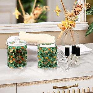 Pumpkins 2 Pack Qtip Holder Organizer Dispenser Plastic Bathroom Jars Storage Containers with Lids Clear Jars for Tampon Cotton Balls Swabs