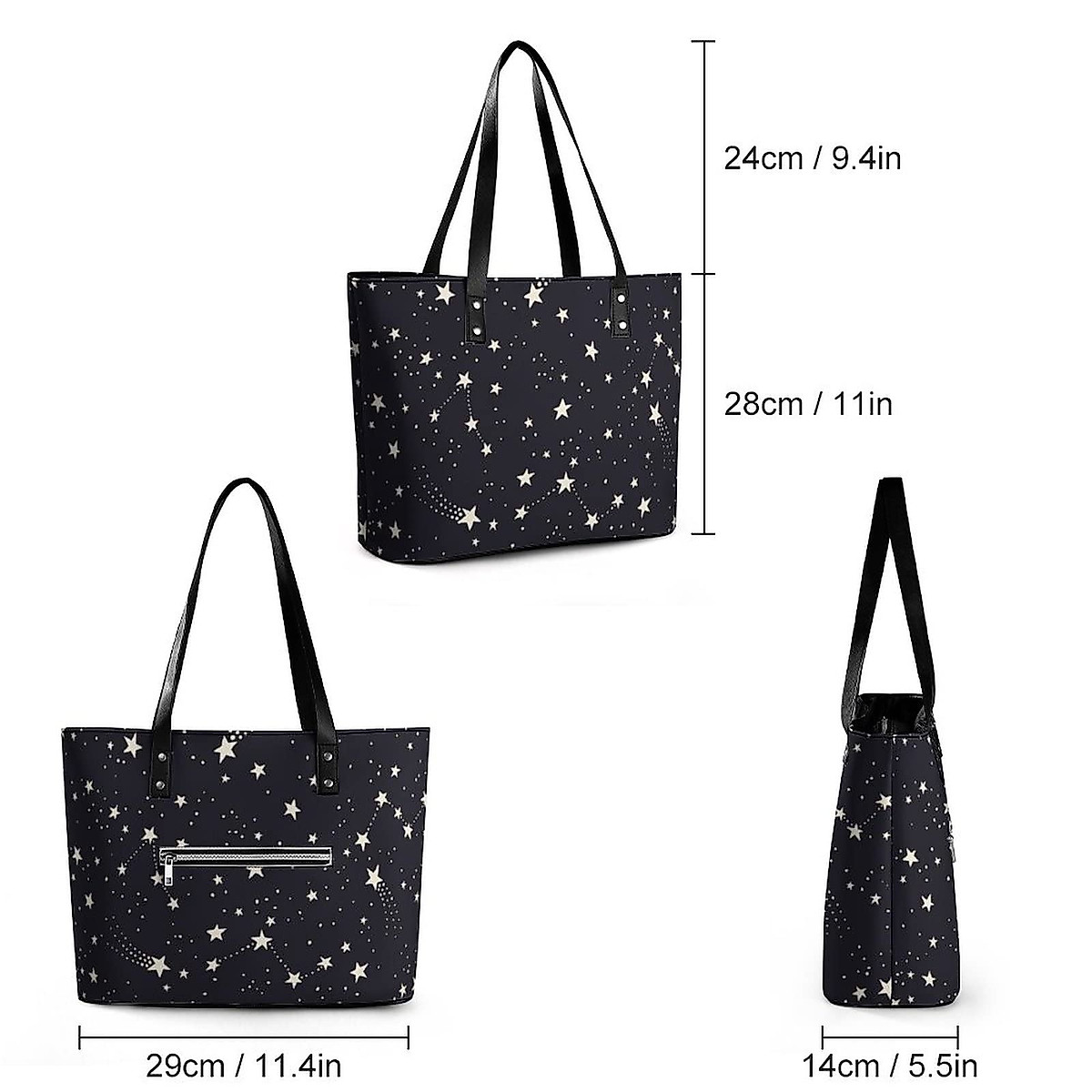 Womens Handbag Constellations Leather Tote Bag Top Handle Satchel Bags For Lady