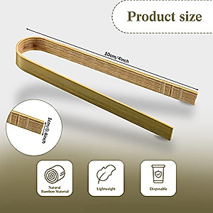 150 Pieces Mini Bamboo Disposable Tongs 4 Inch Bamboo Tongs Toast Tongs Disposable Cooking Utensils Disposable Wooden Cooking Tongs Natural Green for Catering Buffet Home Use Tea Supplies