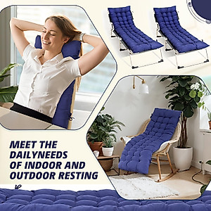 Vercraft 4 Pcs Chaise Lounge Chair Cushion 64 x 19 Inch Outdoor Patio Chaise Lounge Cushion Summer Recliner Cushion Pad with Ties Seasonal Replacement Cushions for Home Patio Beach(Dark Blue)