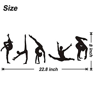 Maydahui Dancer Wall Decal Dance Gym Decor (Set of 5 Pieces）Sport Art Wall Sticker Home Decoration for Living Room Bed Room Girls Room