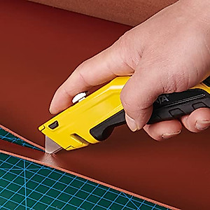 KATA 2Pack Utility Knife Box Cutter Retractable Folding Razor Knife Set Heavy Dudy Safety Cutter, 10pcs SK5 Sharp Blades Included, Yellow