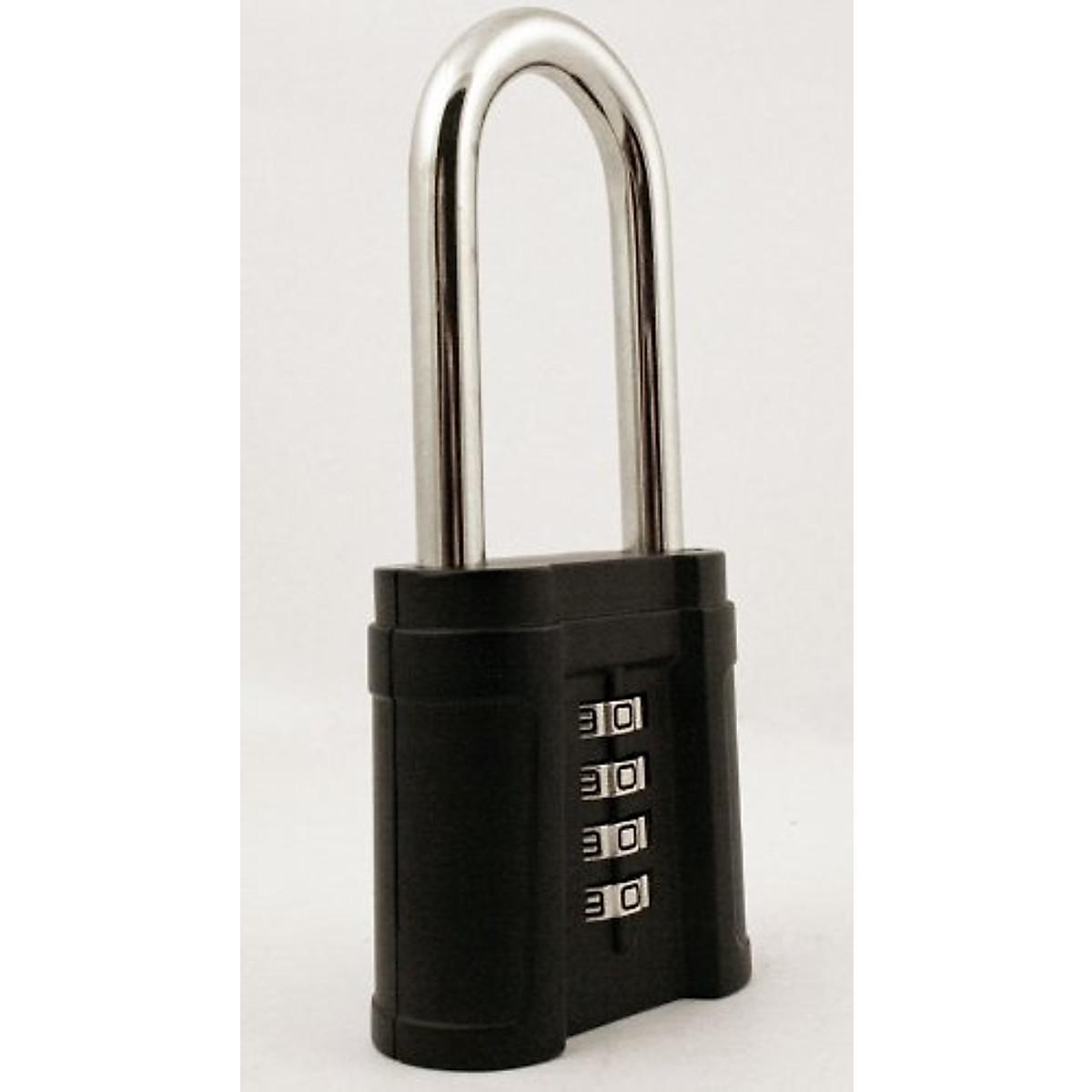 FJM Security SX-874 4-Dial Long Shackle Combination Padlock With Black Finish