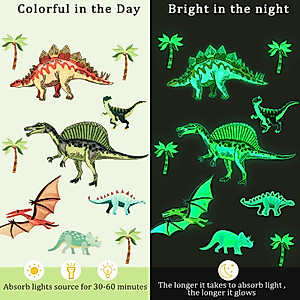 39 Pieces Dinosaur Wall Decals for Kids Living Room Glow in The Dark Stickers Large Dinosaur Wall Decor Stickers for Living Room,Classroom, Baby Birthday Christmas Party (Luminous Material)