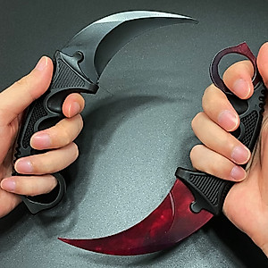 Karambit Knife Trainer Stainless Steel Practice Karambit Knife Fixed Blade Training Karambit Knife with Sheath and Cord Suitable for Hiking, Adventure, Survival and Collection 2 Pieces(Black Red)