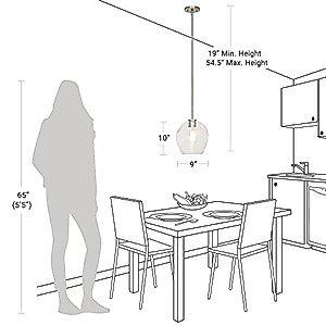 Catalina 9" Modern Clear Glass Round Mini Pendant Ceiling Light, Brushed Nickel