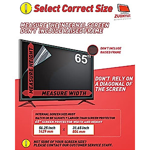 ZUONYUT Anti Glare Film for TV 65 Inch, 65 inch Anti Glare TV Screen Protector, 65 Inch Anti Blue Light Filter,LCD TV Glare Shield, Reduce Reflection and Glare, Matte Surface Anti Scratch and UV