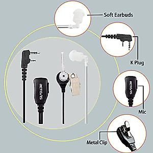 Retevis RB28 Walkie Talkies with Earpiece,Rechargeable 2 Way Radios with Large LCD Screen,1500mAh Battery USB-C Charging NOAA Alert,Portable Two Way Radio for School Dental Church Restaurant(10 Pack)