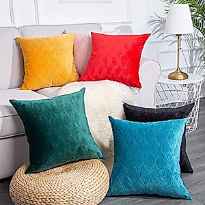 Bright Red Throw Pillows for Couch (Covers ONLY) 18x18 - Decorative Pillow Covers for Sofa Pillows, Red Pillow Covers 18x18 Pillow Cover Set of 2, Velvet Red Pillows Decorative Throw Pillows Covers