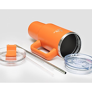 Du&Kha SIPSLEAK 40 Oz Tumbler with Handle and Straw – Stainless Steel Insulated Tumblers with 2 Lids, 2 Straws, Straw Brush – Portable and Reusable Coffee Tumbler Travel Coffee Mug Keeps Hot and Cold