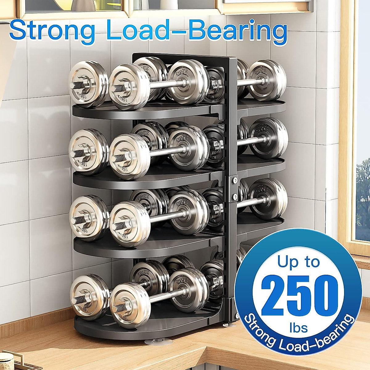 Pots and Pans Organizer for Cabinet, 8 Tier Snap-on and Adjustable Pan Organizer Rack for Under Cabinet, Pot Organizer for Kitchen Storage, Pot Lid Organizer with Panels (8 Tier, Round)