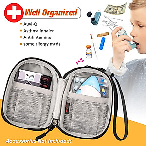 SITHON Insulated Medicine Carrying Case Bag - Small Travel Medication Organizer Emergency Medical Pouch Holds Auvi Q, Nasal Spray, Allergy Meds, Asthma Inhaler Case, Black