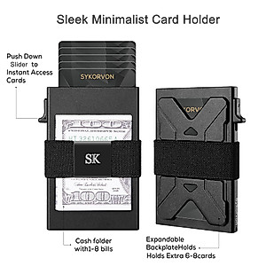 Sykorvon Minimalist Card Holder Wallet for Men, Aluminum Slim Metal Wallet with Money Band, RFID Blocking Pop Up Wallet, Holds 12+ Cards Plus Cash…