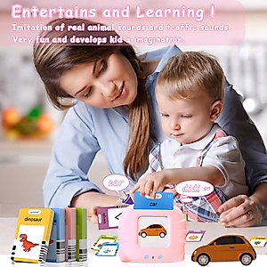 Talking Flash Cards Learning Toys for Toddlers Ages 2 3 4 5 6 Year Old Boys Girls Speech Therapy Toy Autism Toys Educational Preschool Toy Baby Flashcard 224 Sight Words Birthday Gift for Kids (Pink)