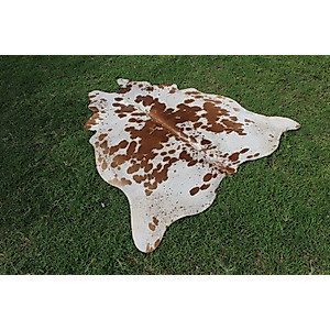 New Large 100% Brown & White Cowhide Leather Rugs Cow Hide Skin Carpet Area 26-30 SQ.FT (Brown & White)