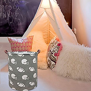 BOOHIT Storage Baskets,Canvas Fabric Laundry Hamper-Collapsible Storage Bin with Handles,Toy Organizer Bin for Kid's Room,Office,Nursery Hamper, Home Decor (Footballs)
