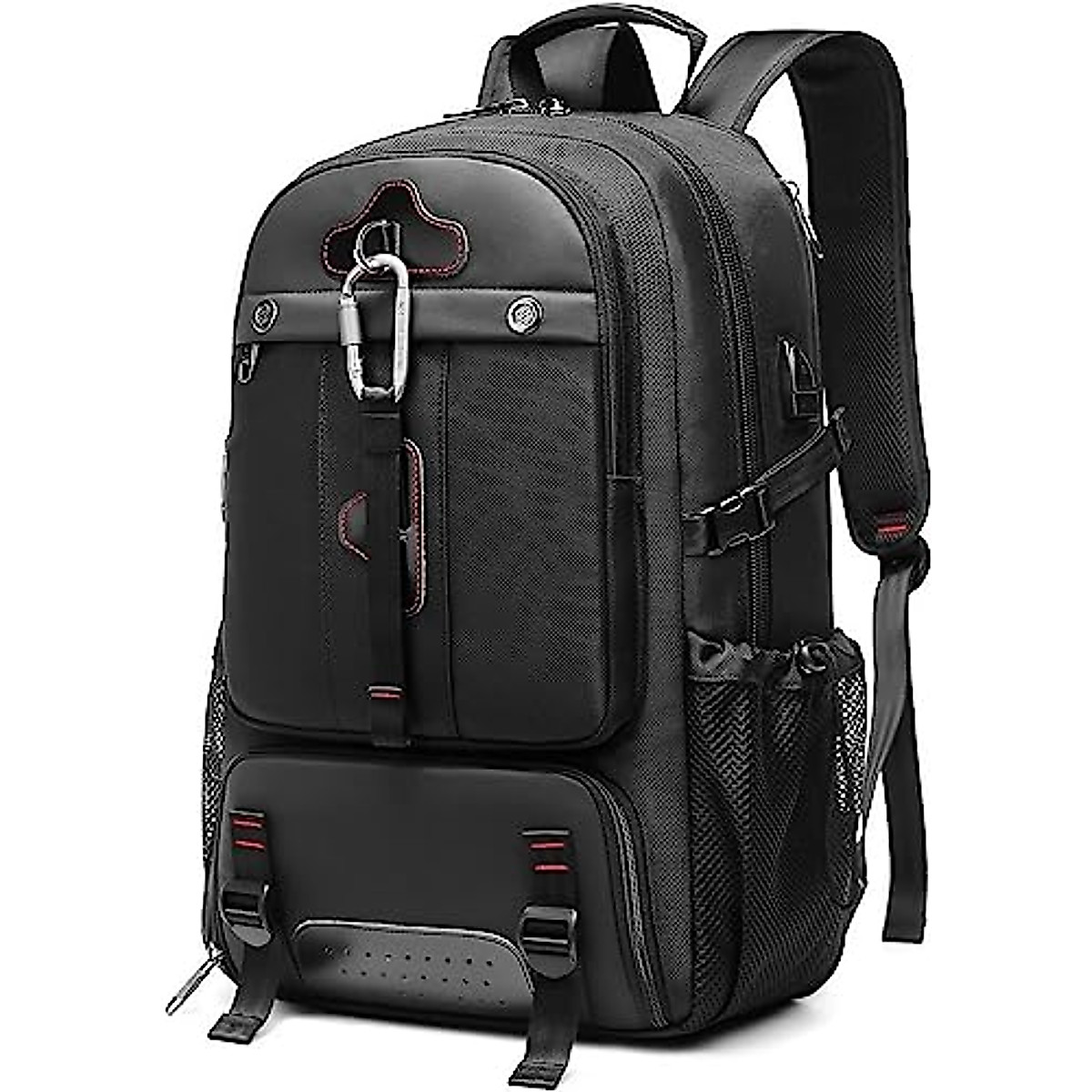 SSWEISIKER Travel Backpack for Men, Large 35L Laptop Backpack with USB Charging Port Fits 15.6 Inch Computer, Waterproof Carry on Bags for Airplanes Hiking Weekender Overnight, Black