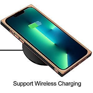 KANGHAR Square Case Compatible with iPhone 13 Pro Max Luxury Cute Plating Electroplated Design Square Case Full-Body Anti-Scratch Shockproof Bumper Protective Cover for iPhone 13 Pro Max 6.7 Inch