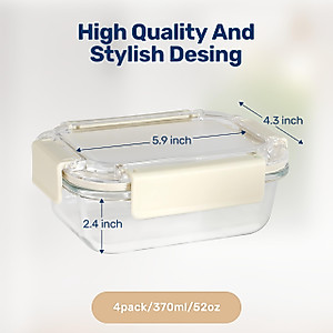 YSSOA Food Meal Prep Containers with Exclusive Glass Lids, Glass Storage Containers with Lids, BPA-Free, Glass Lunch Boxes for Lunch, Pantry Organizers and Storage, Freezer to Oven Safe, Leak Proof