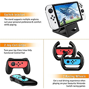 [21 in 1] Benazcap Accessories Kit Compatible with Nintendo Switch OLED, Travel Accessory Bundle with Carry Case Screen Protector Joy-con Grips & More