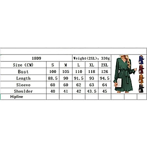 Ondogdog Women's Wrap V-Neck Dress Wedding Guest Casual Pleated Long Sleeve Mini Dress Green