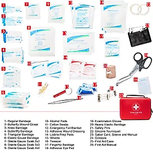 First Aid Kit 230 Piece, Waterproof, All Purpose Use Outdoor, Indoor, Car, Hiking, Office, Kitchen,