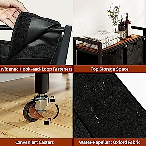 Laundry Hamper, Laundry Basket with 2 Pull-Out and Removable Bags, Rolling Laundry Sorter Cart with Wheels, Top Shelf, 2 × 13.2 Gal (50L) Versatile Organizer for Laundry Room, Bathroom, Black