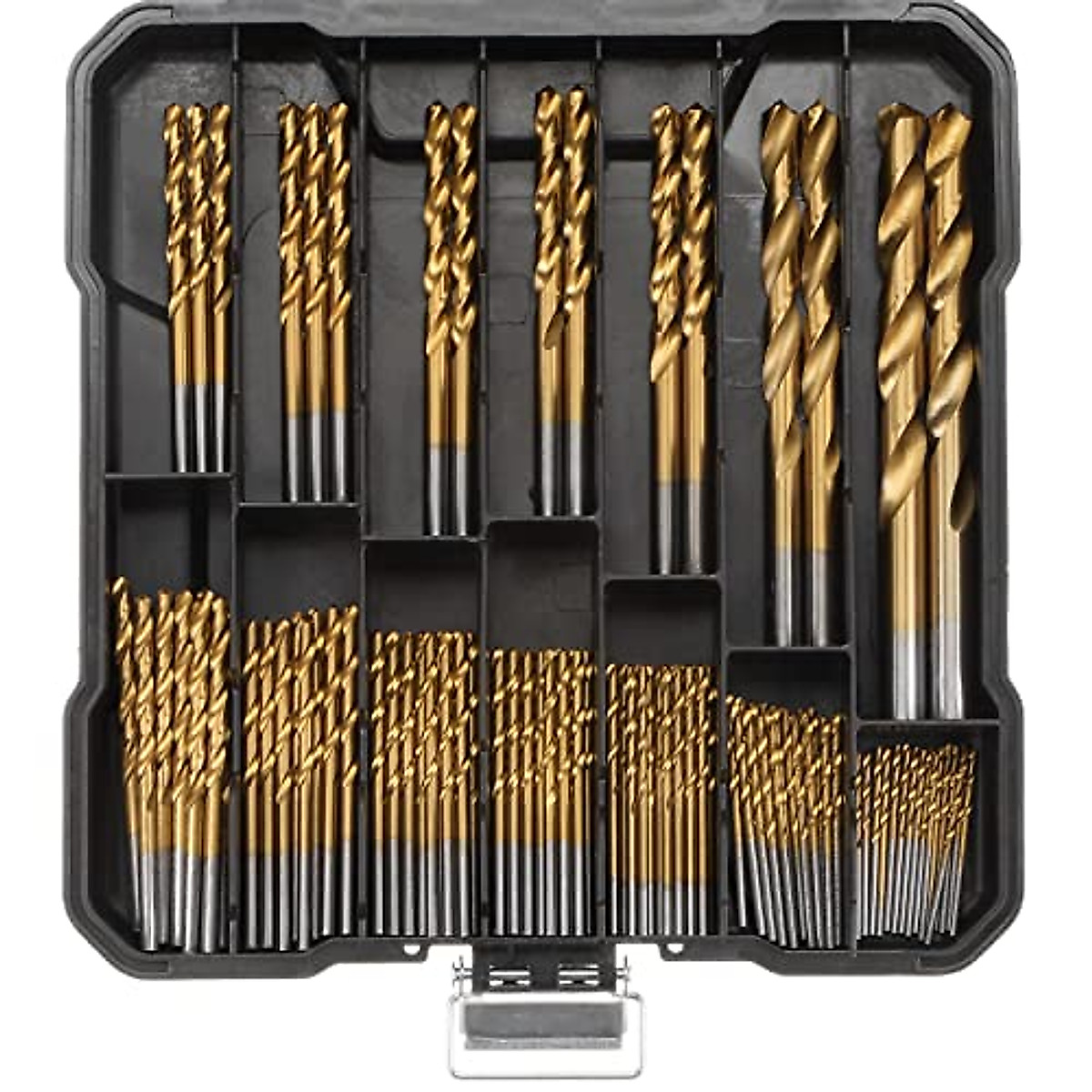uxcell 99pcs Titanium Twist Drill Bit Set 14 Sizes 1/17"- 37/94" Drilling Dia High Speed Steel Drills for Hardened Metal, Stainless Steel, Cast Iron, Wood, Plastic with Case
