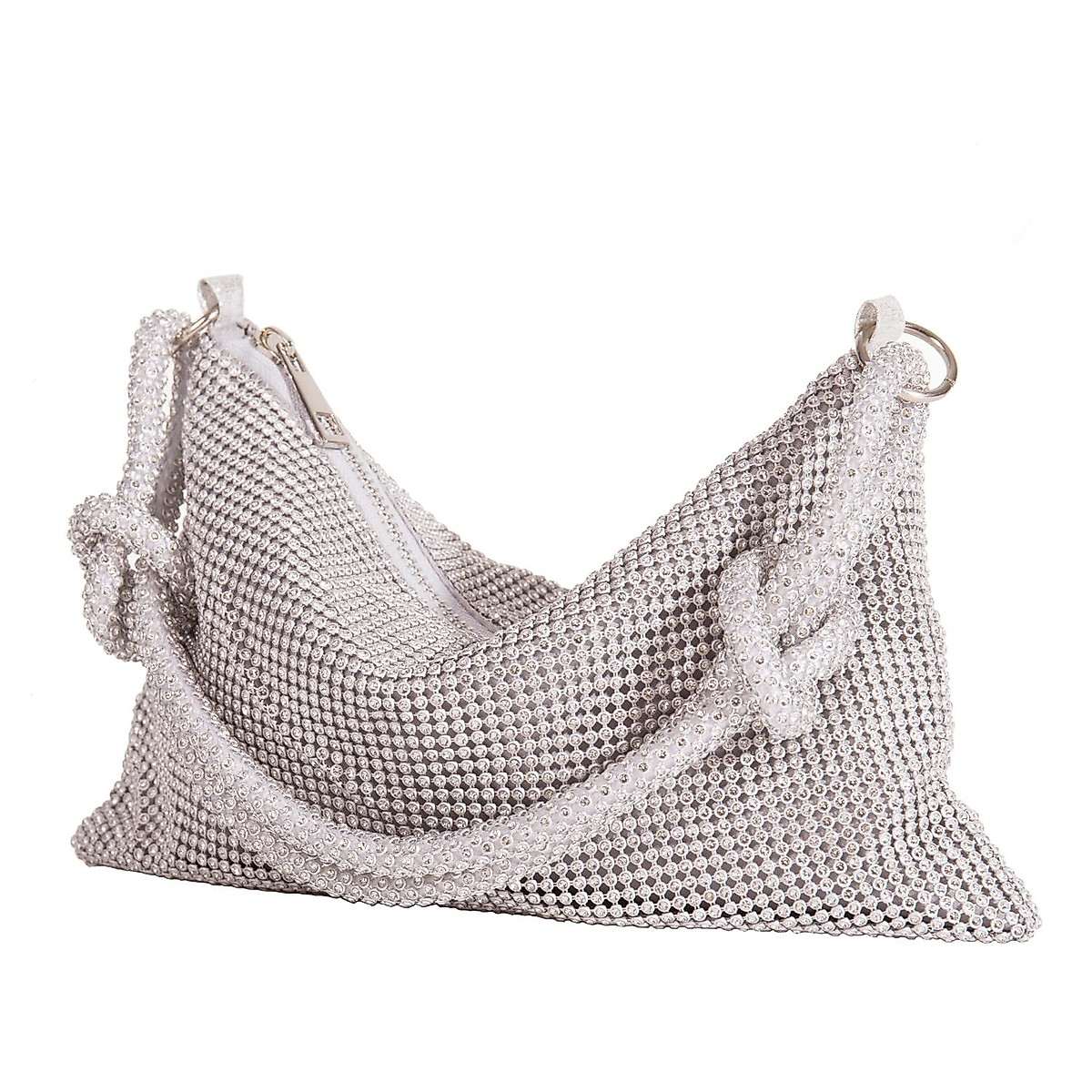 AZWBAG Women's Evening Bag Sparkly Rhinestone Purse Bling Chain Clutch Purse（small silver）