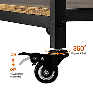 Topeakmart 40 Inch Mobile Kitchen Island Cart on Wheels for Home Kitchen, 40 Inch Rolling Utility Trolley Cart with Drawer and Storage Shelf, 3-Tier Large Kitchen Work Table Dining Cart, Rustic Brown