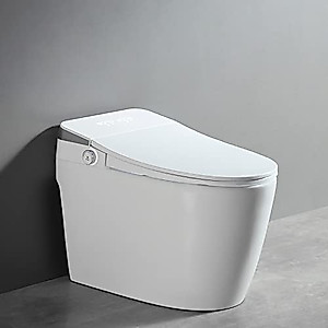 Simple Project Smart Toilet, Smart Bidet Toilet | White Tankless Toilet, Smart Toilet Seat With Remote | Elongated One Piece Toilet Bidet with Auto-flush, Drying, Self-cleaning, Foot kick sensor