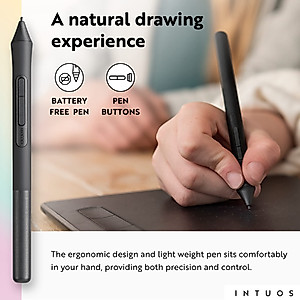 Wacom Intuos Medium Bluetooth Graphics Drawing Tablet, Portable for Teachers, Students and Creators, 4 Customizable ExpressKeys, Compatible with Chromebook Mac OS Android and Windows - Black