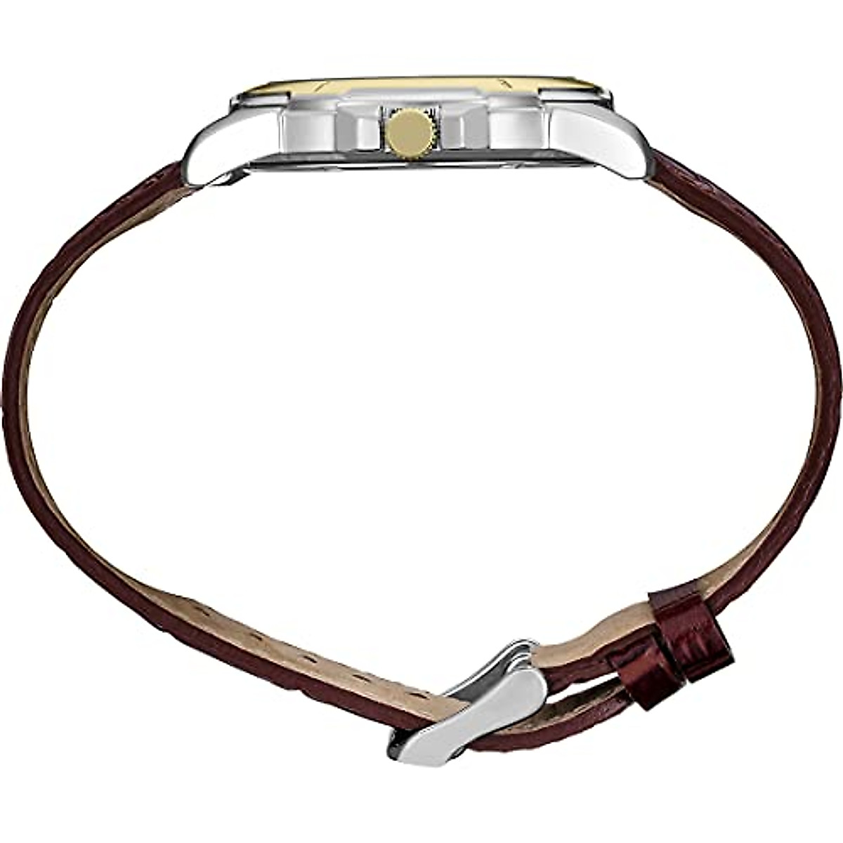 SEIKO Men's SNE102 Stainless Steel Solar Watch with Brown Leather Strap, Black