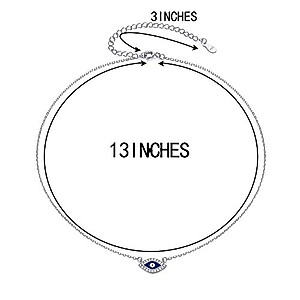 Gapudt S925 Sterling Silver Evil Eye Choker Short Dainty Necklace for Women Jewelry
