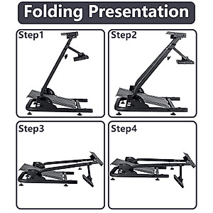 Hottoby Racing Simulaor Cockpit Aluminum Profile Truck Simulator with Red Seat&Monitor Frame Fit for Logitech/Thrustmaster/Fanatec G920,G923&T80 F1 Professional,No Handbrake,Pedals,Steering Wheel