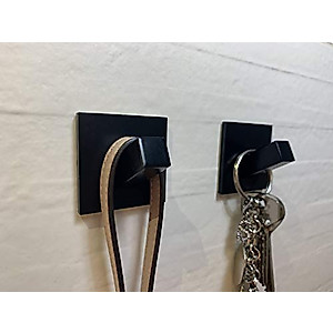Generic Model Square,Towel Hooks Pack of 4 Towel Holder Wall Hooks Self-Adhesive Hooks Made of Stainless Steel No Drilling Rustproof Ideal for Bathroom Toilet Kitchen Office Matte Black