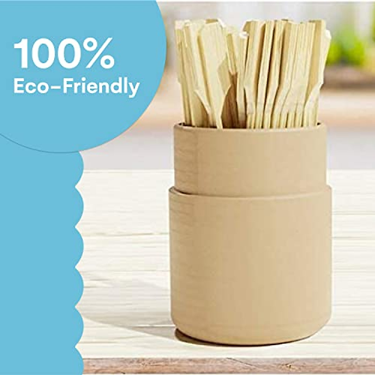 Noa Store Bamboo Skewers 4 Inch, Wooden Paddle Picks, Skewers for Appetizers, Cocktail, Fruit Kabobs, Sandwich, Barbeque Snacks - 200 Count